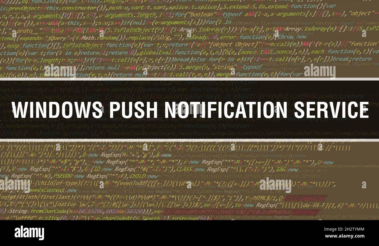 Windows Push Notification Service text written on Programming code ...
