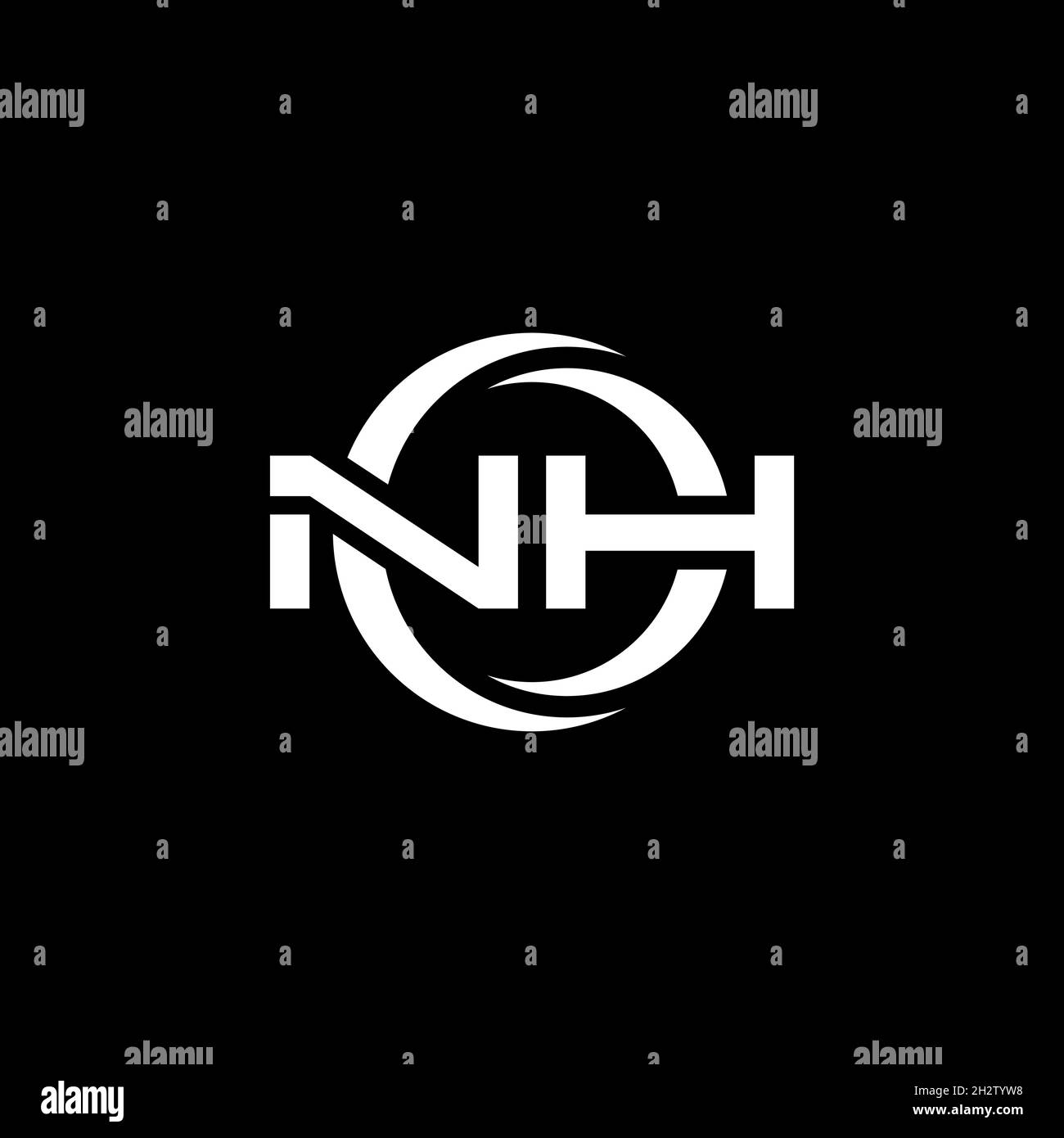 NH Monogram logo letter with simple shape and circle rounded design ...