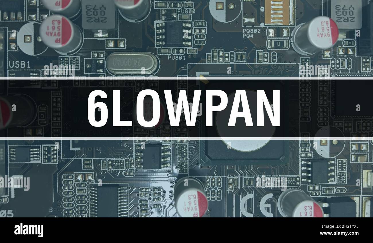 6LoWPAN concept with Electronic Integrated Circuit on circuit board ...