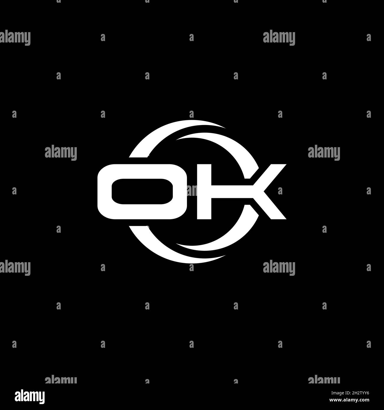 OK Monogram logo letter with simple shape and circle rounded design ...