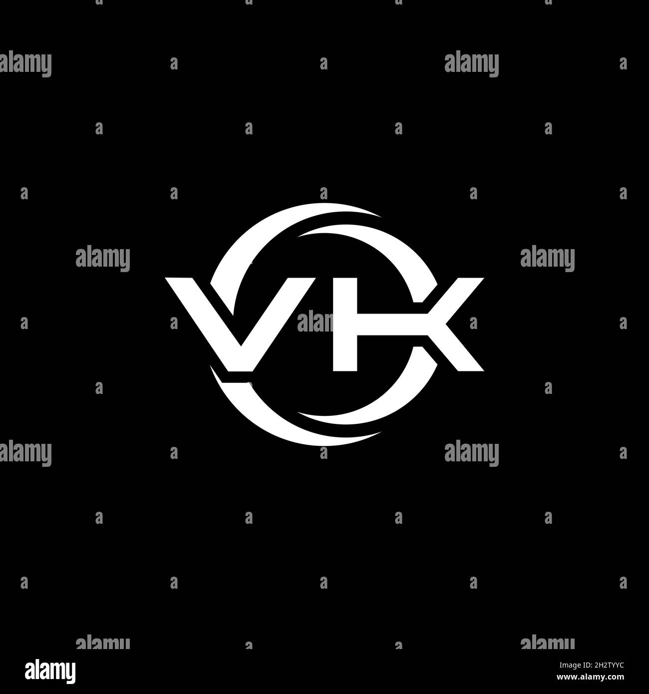 VK Monogram logo letter with simple shape and circle rounded design ...