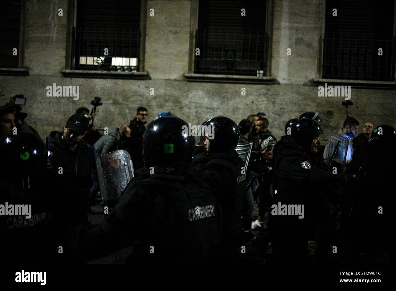Milan, Italy - 23 October 2021: Police in full riot gear as people ...