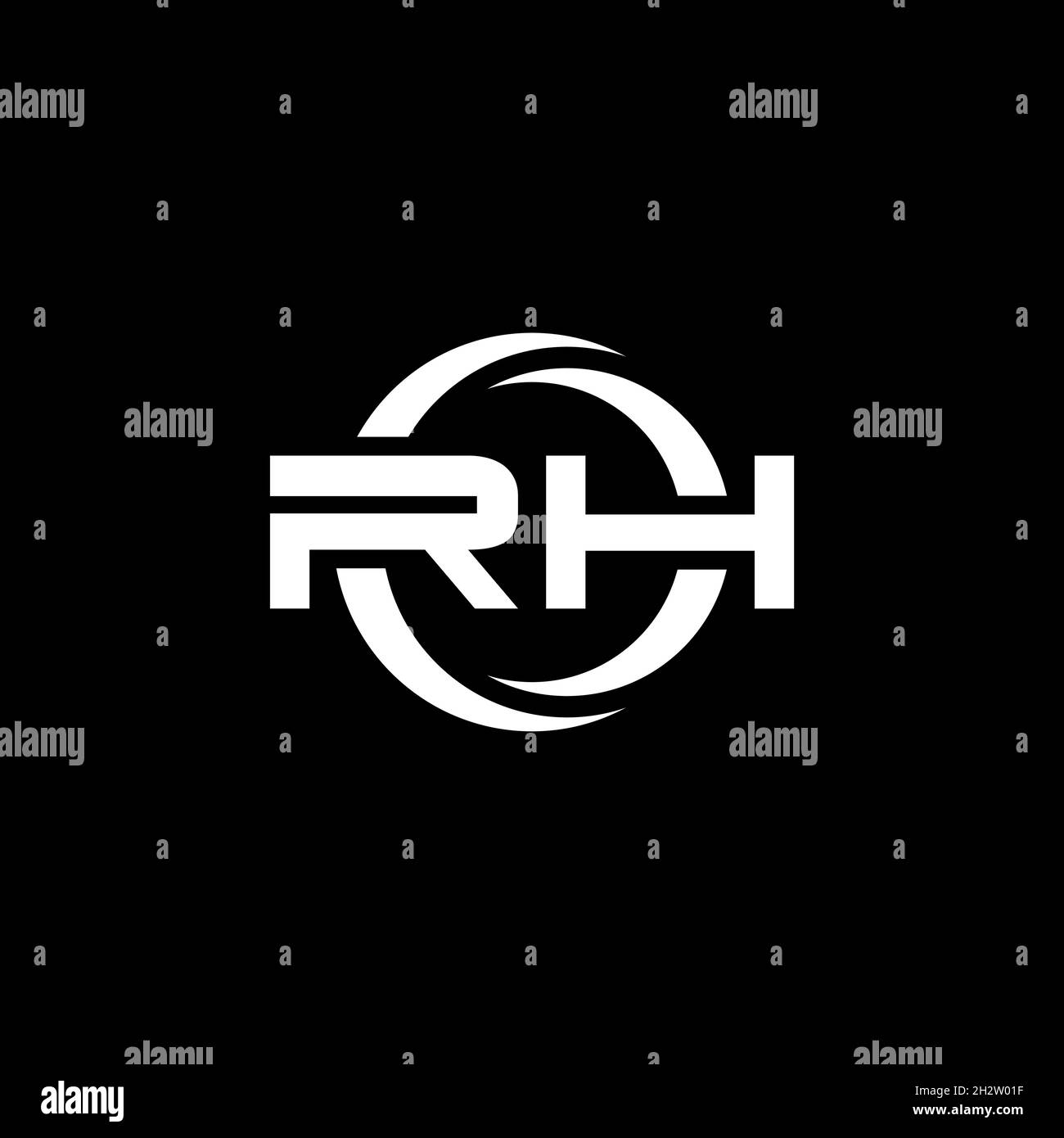 RH Monogram logo letter with simple shape and circle rounded design ...