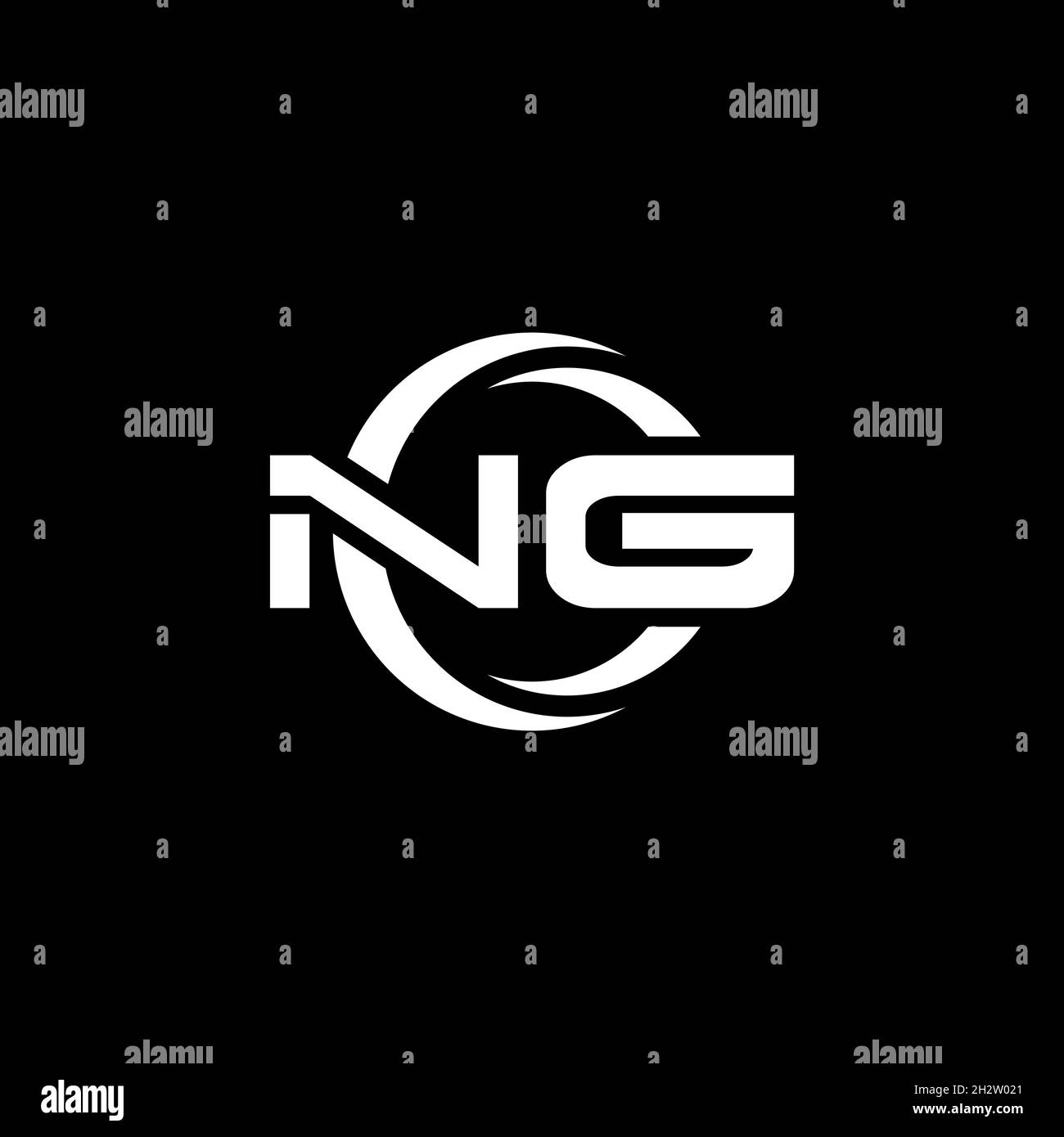 NG Monogram logo letter with simple shape and circle rounded design ...