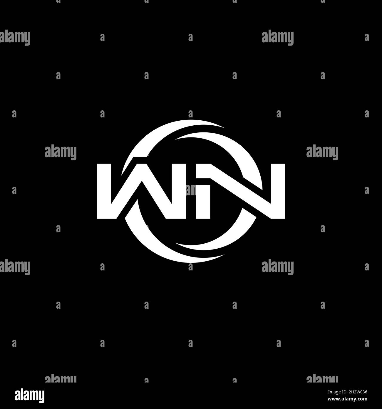 WN Monogram logo letter with simple shape and circle rounded design ...