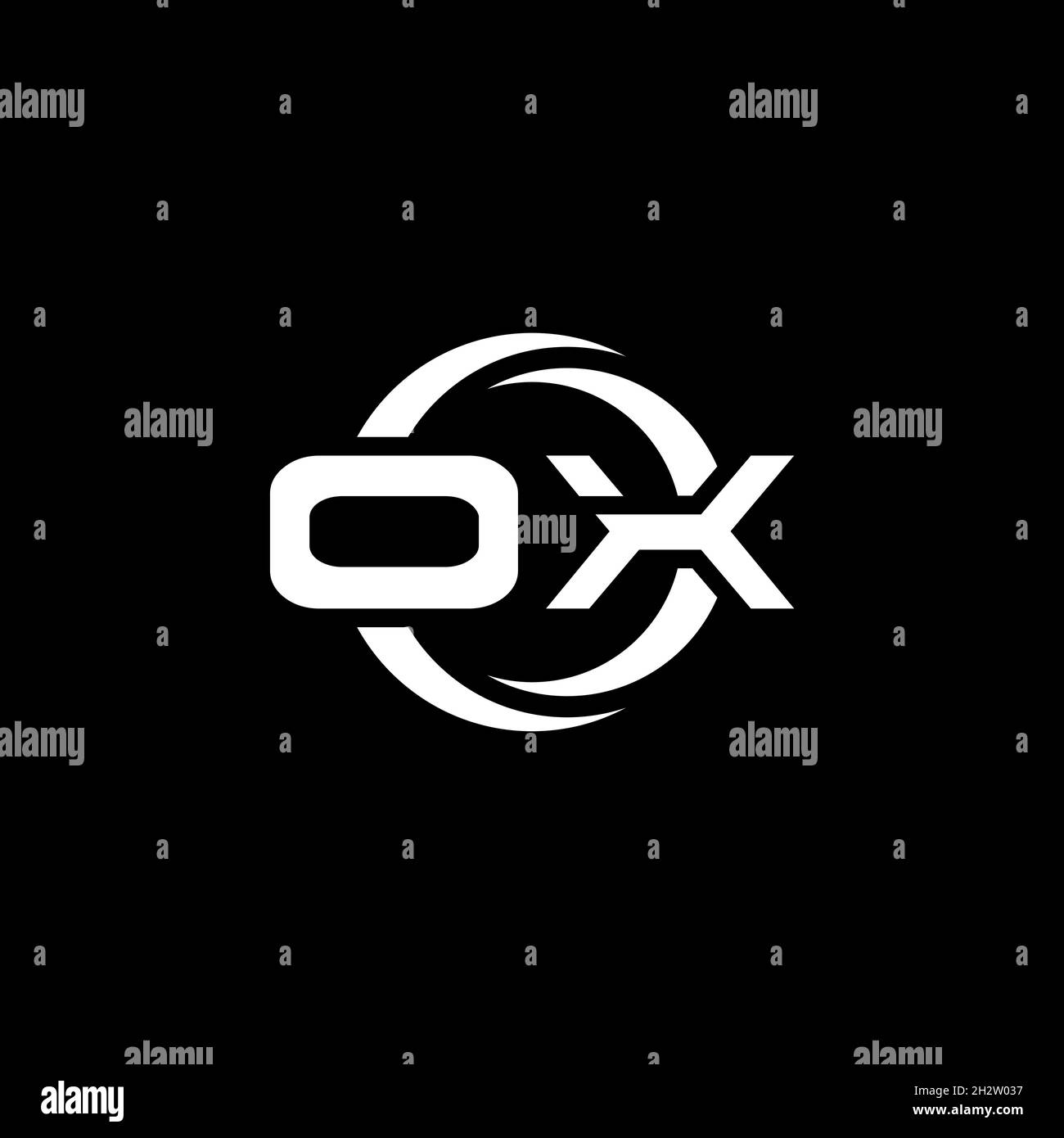 OX Monogram logo letter with simple shape and circle rounded design ...