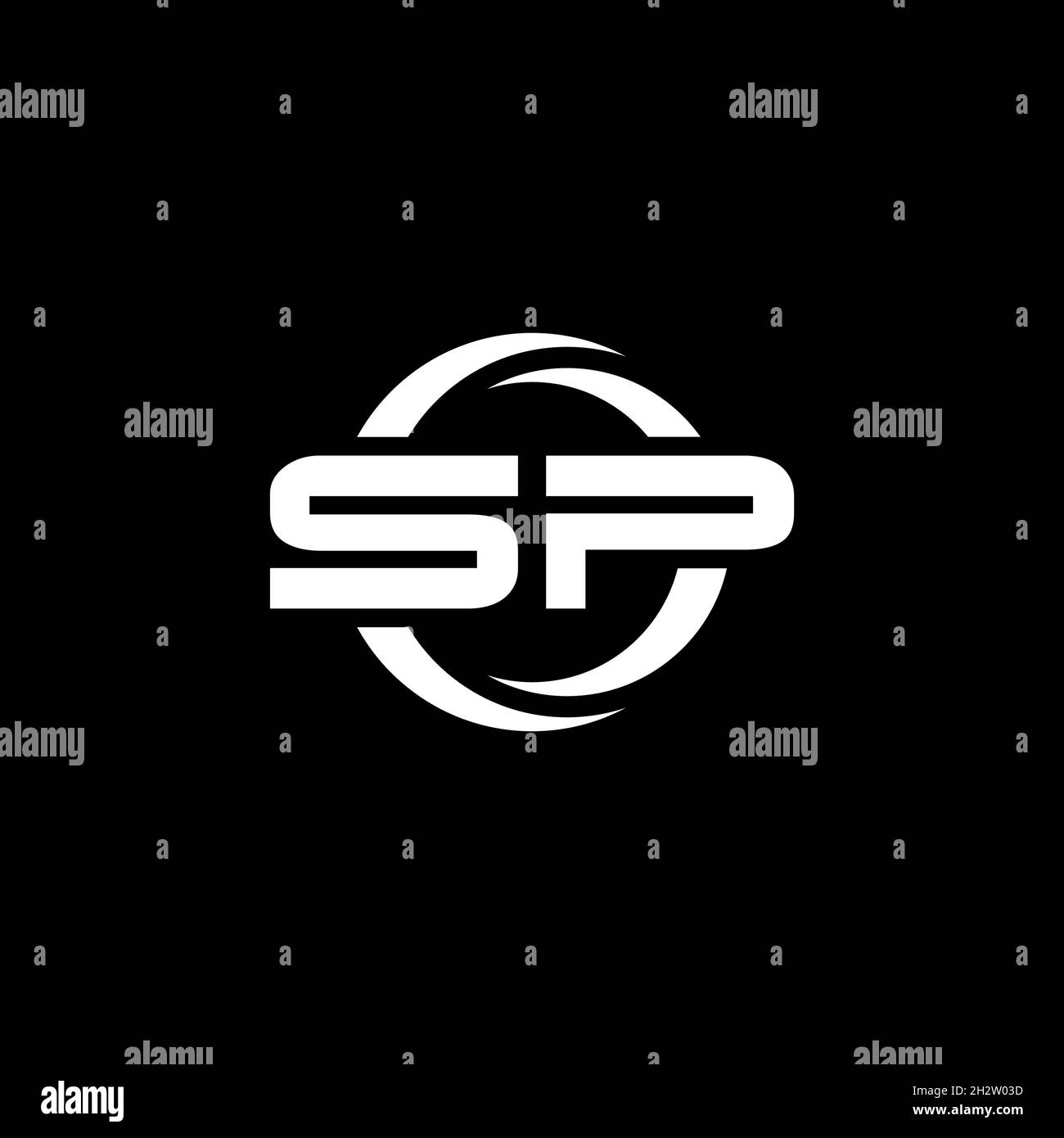 SP Monogram logo letter with simple shape and circle rounded design ...