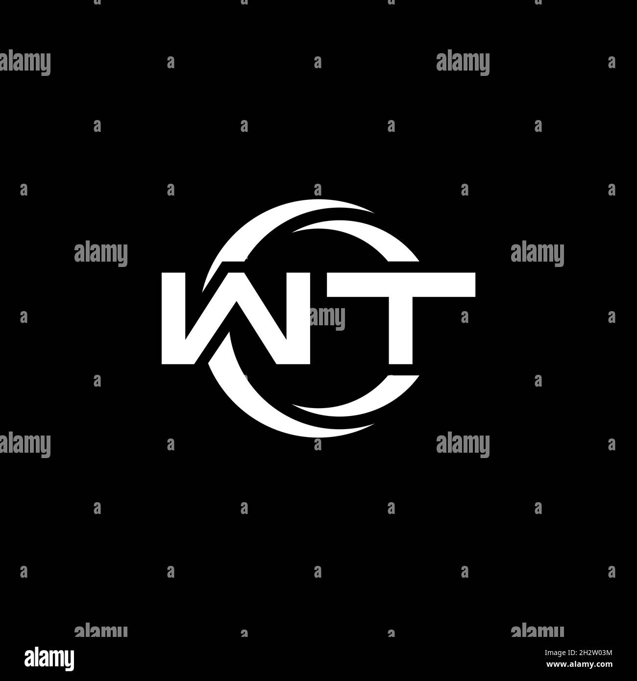 WT Monogram logo letter with simple shape and circle rounded design ...