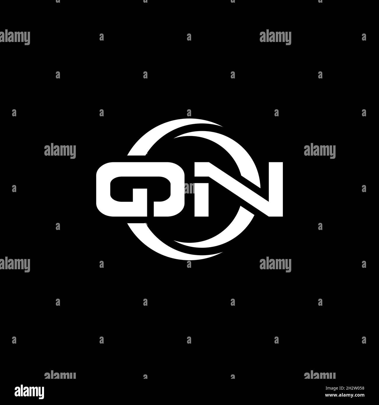 QN Monogram logo letter with simple shape and circle rounded design ...