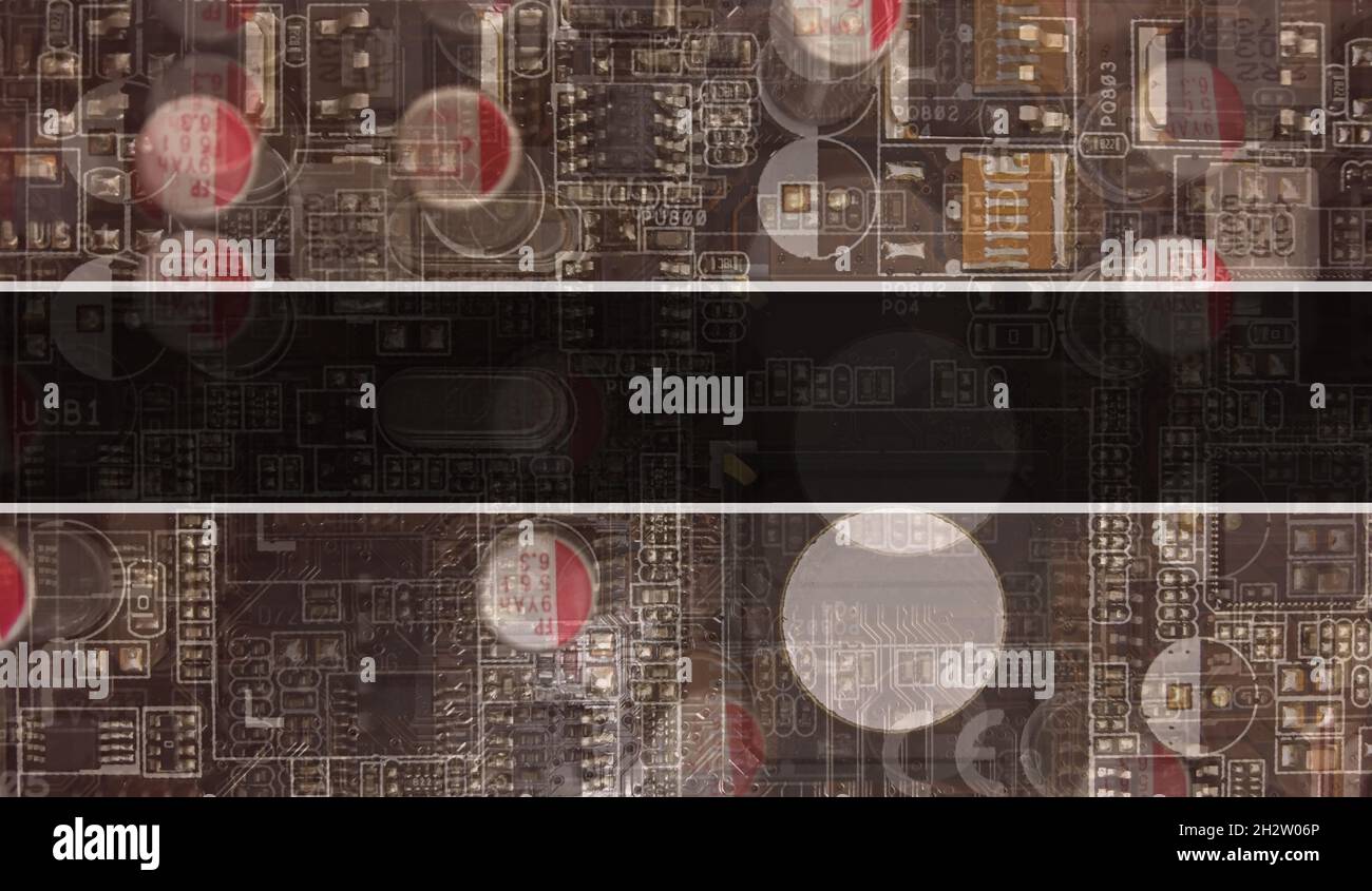 concept illustration using Computer Chip in Circuit Board. close up of ...