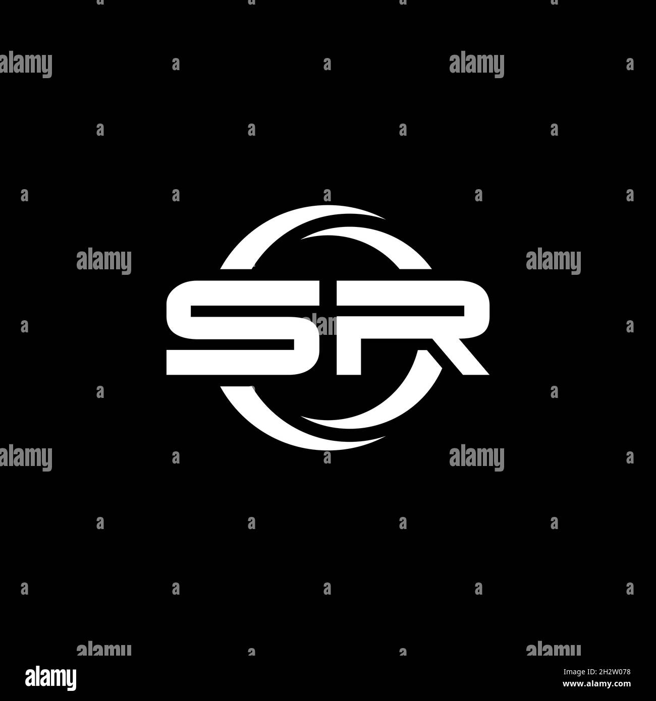 SR Monogram logo letter with simple shape and circle rounded design ...