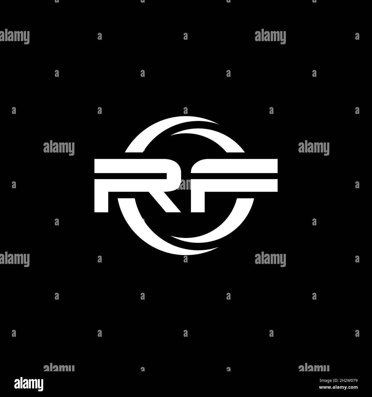RF Monogram logo letter with simple shape and circle rounded design ...
