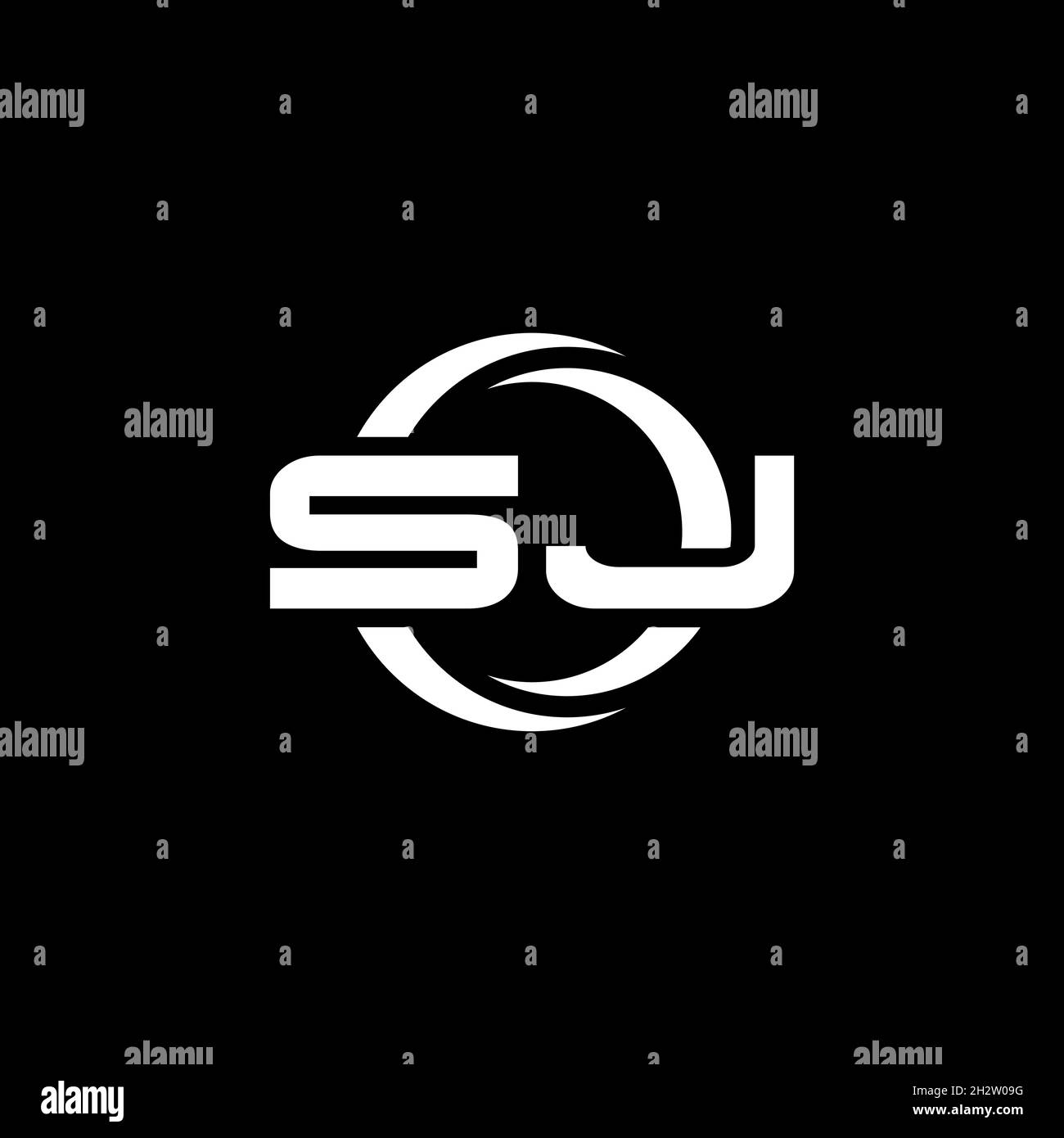 SJ Monogram logo letter with simple shape and circle rounded design ...