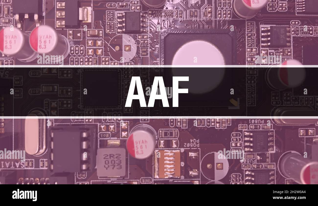 AAF text written on Circuit Board Electronic abstract technology ...