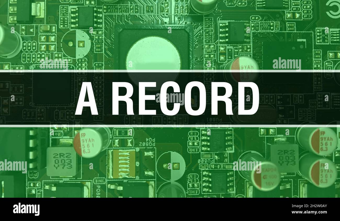 A Record concept illustration using Computer Chip in Circuit Board. A ...