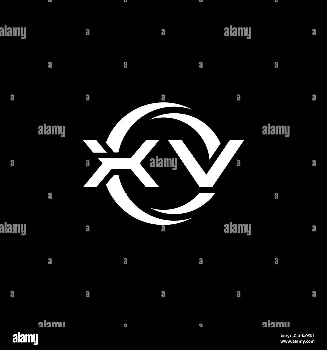 XV Monogram logo letter with simple shape and circle rounded design ...