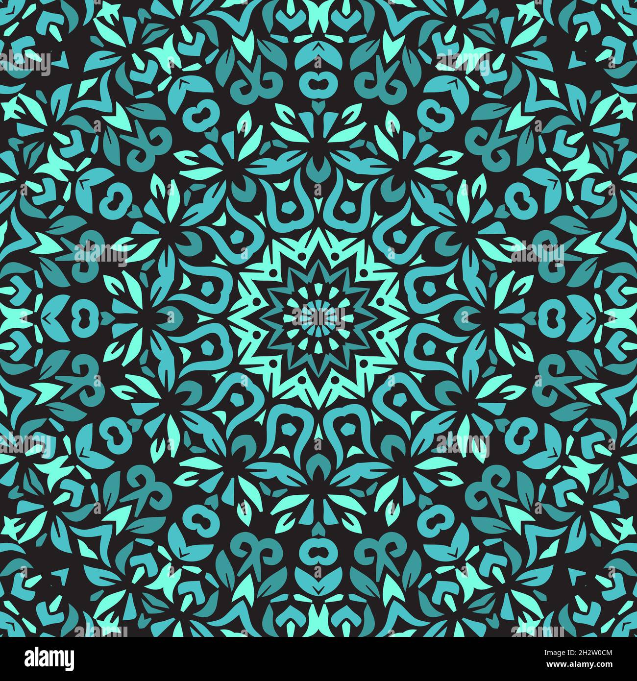Seamless floral mandala block pattern.Colorful ornamental design ...