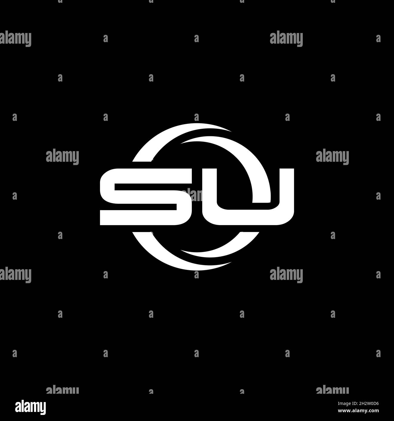SU Monogram logo letter with simple shape and circle rounded design ...