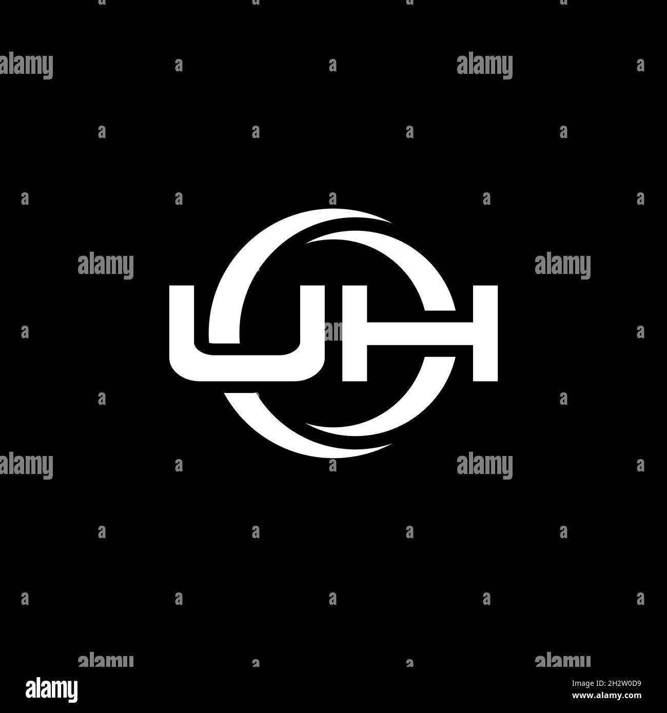UH Monogram logo letter with simple shape and circle rounded design ...