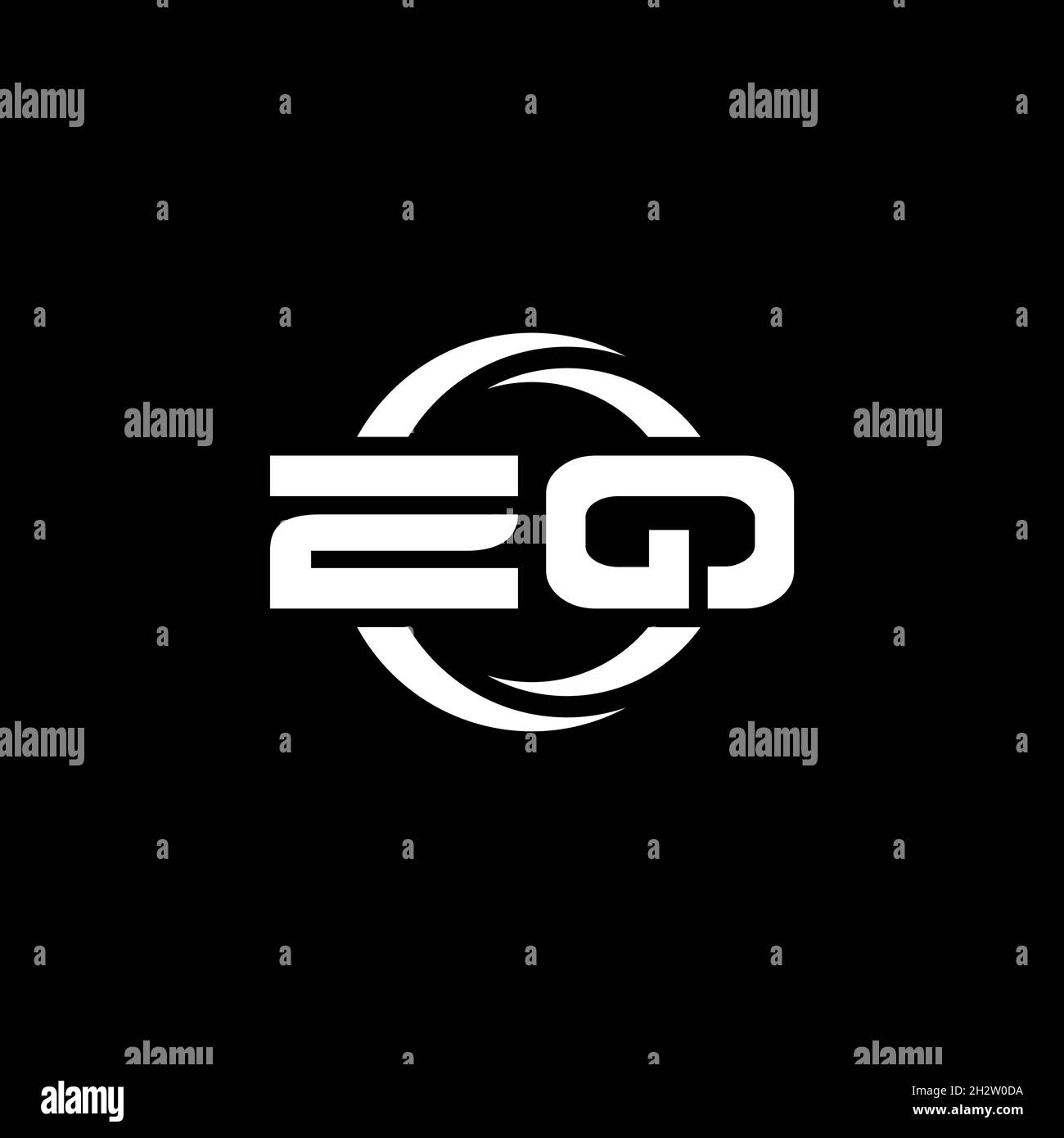 ZQ Monogram logo letter with simple shape and circle rounded design ...
