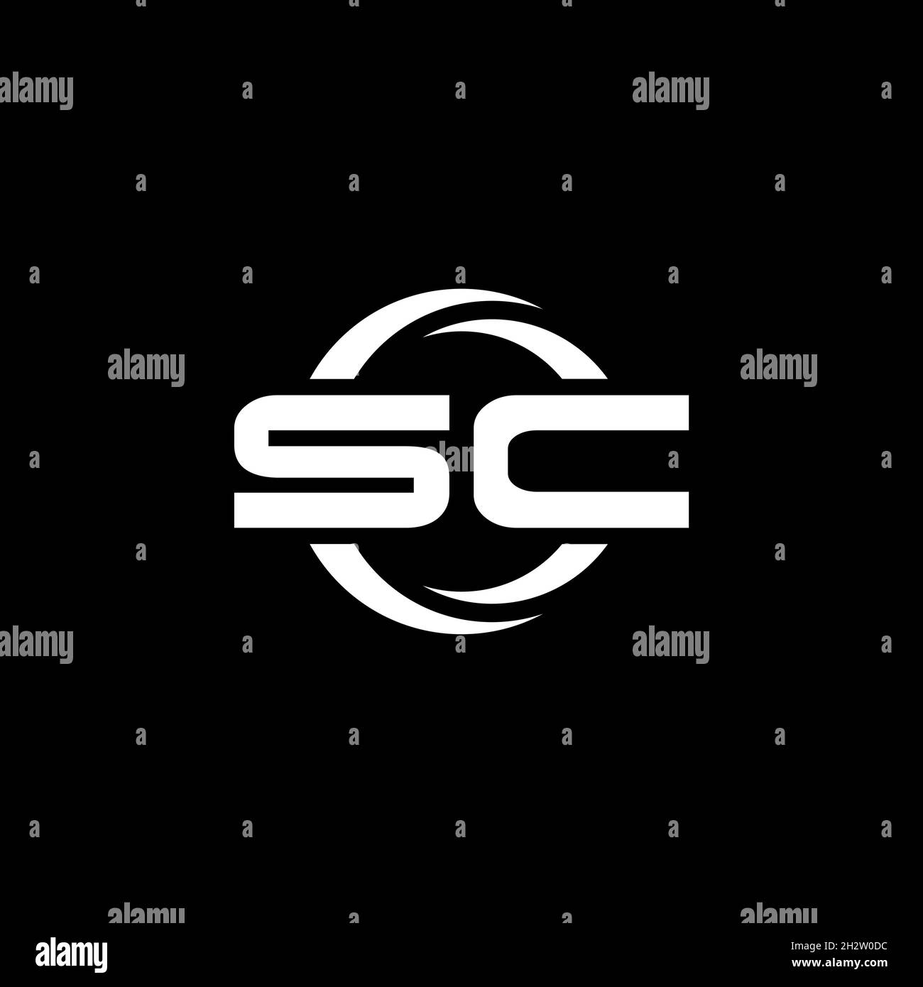 SC Monogram logo letter with simple shape and circle rounded design ...