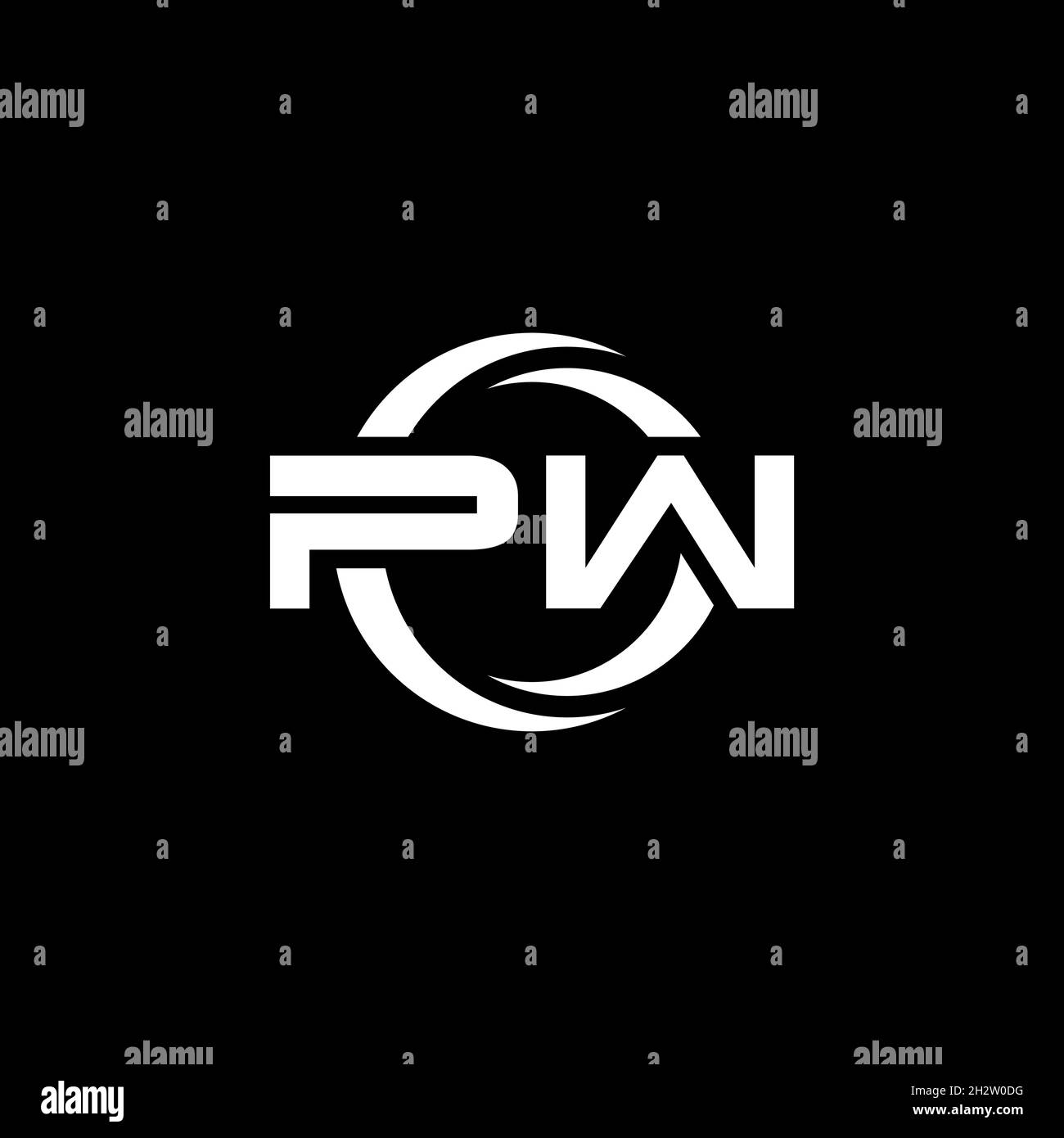PW Monogram logo letter with simple shape and circle rounded design ...