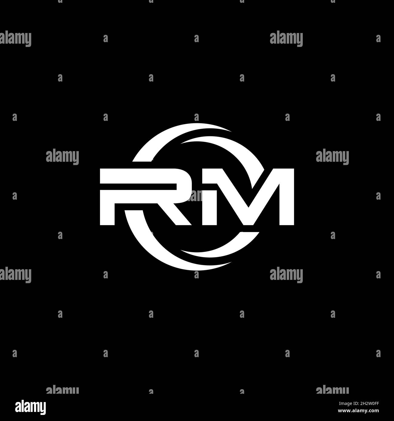 RM Monogram logo letter with simple shape and circle rounded design ...