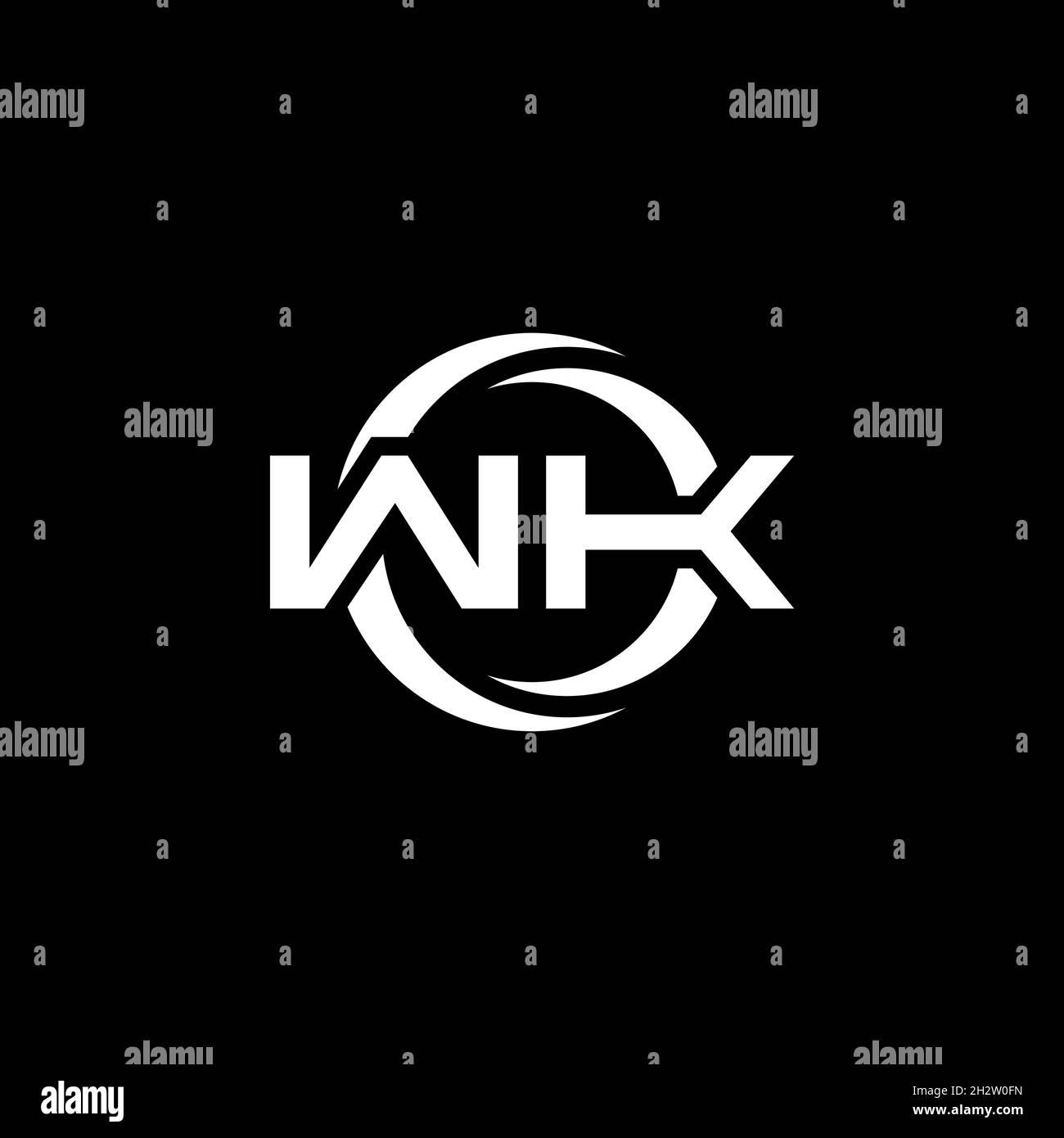WK Monogram logo letter with simple shape and circle rounded design ...