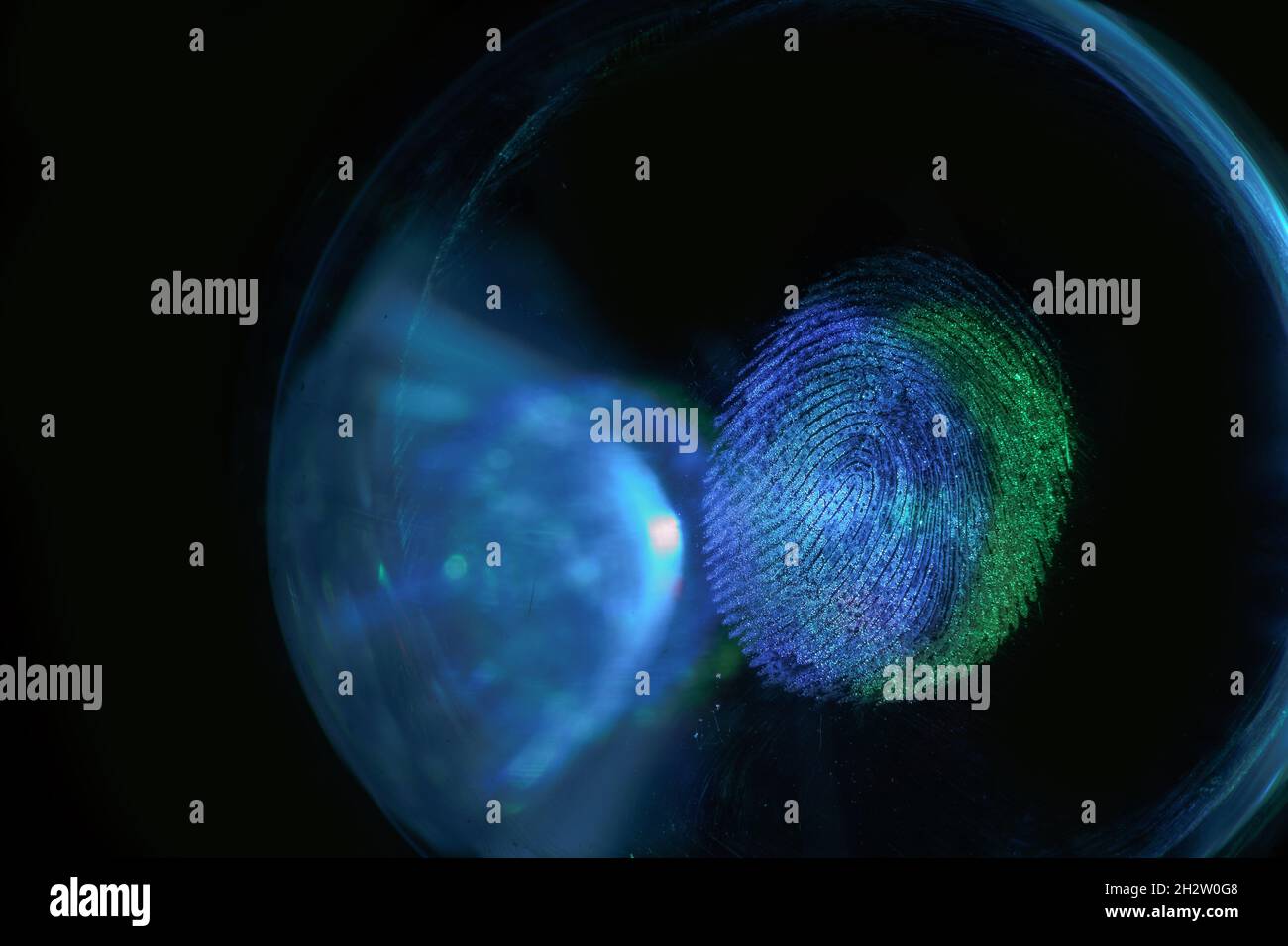 Beautiful abstract blue, green colored fingerprint on background ...