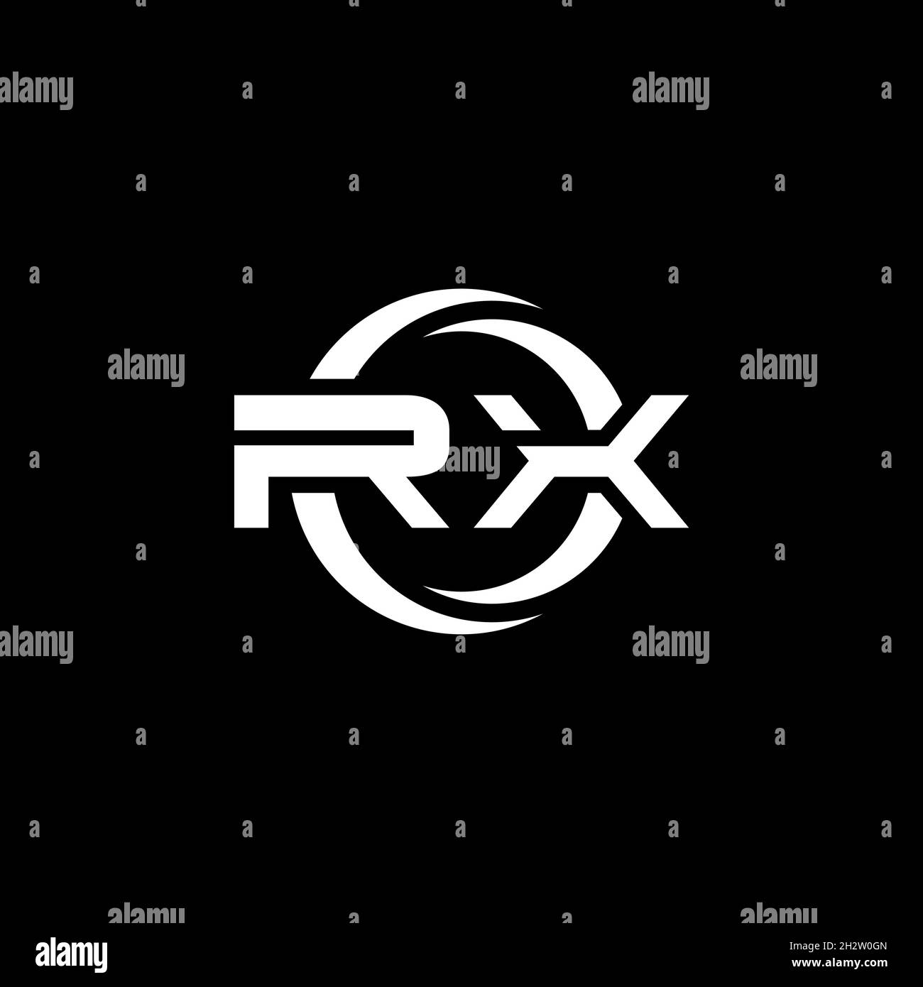 RX Monogram logo letter with simple shape and circle rounded design ...