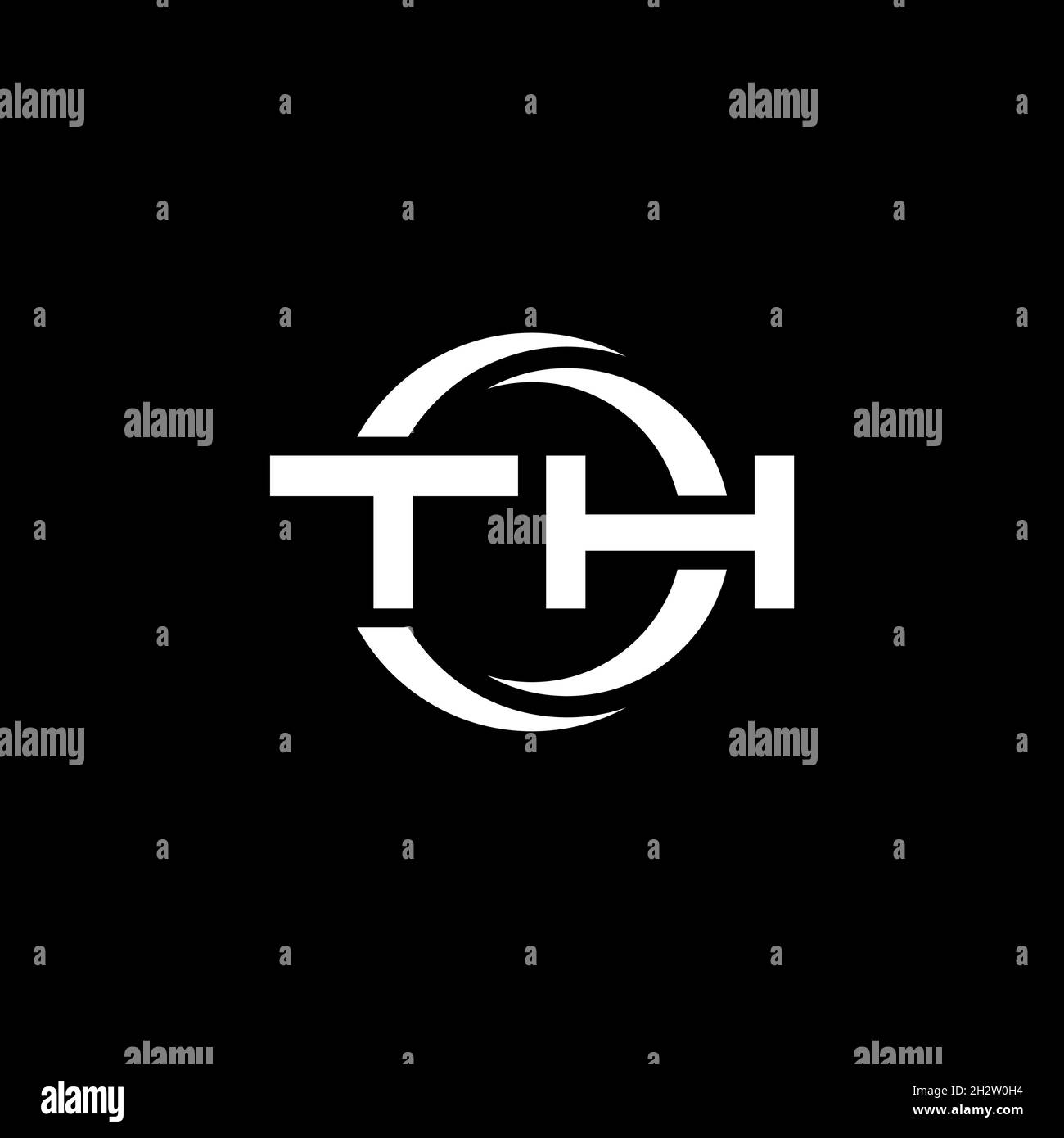 TH Monogram logo letter with simple shape and circle rounded design ...
