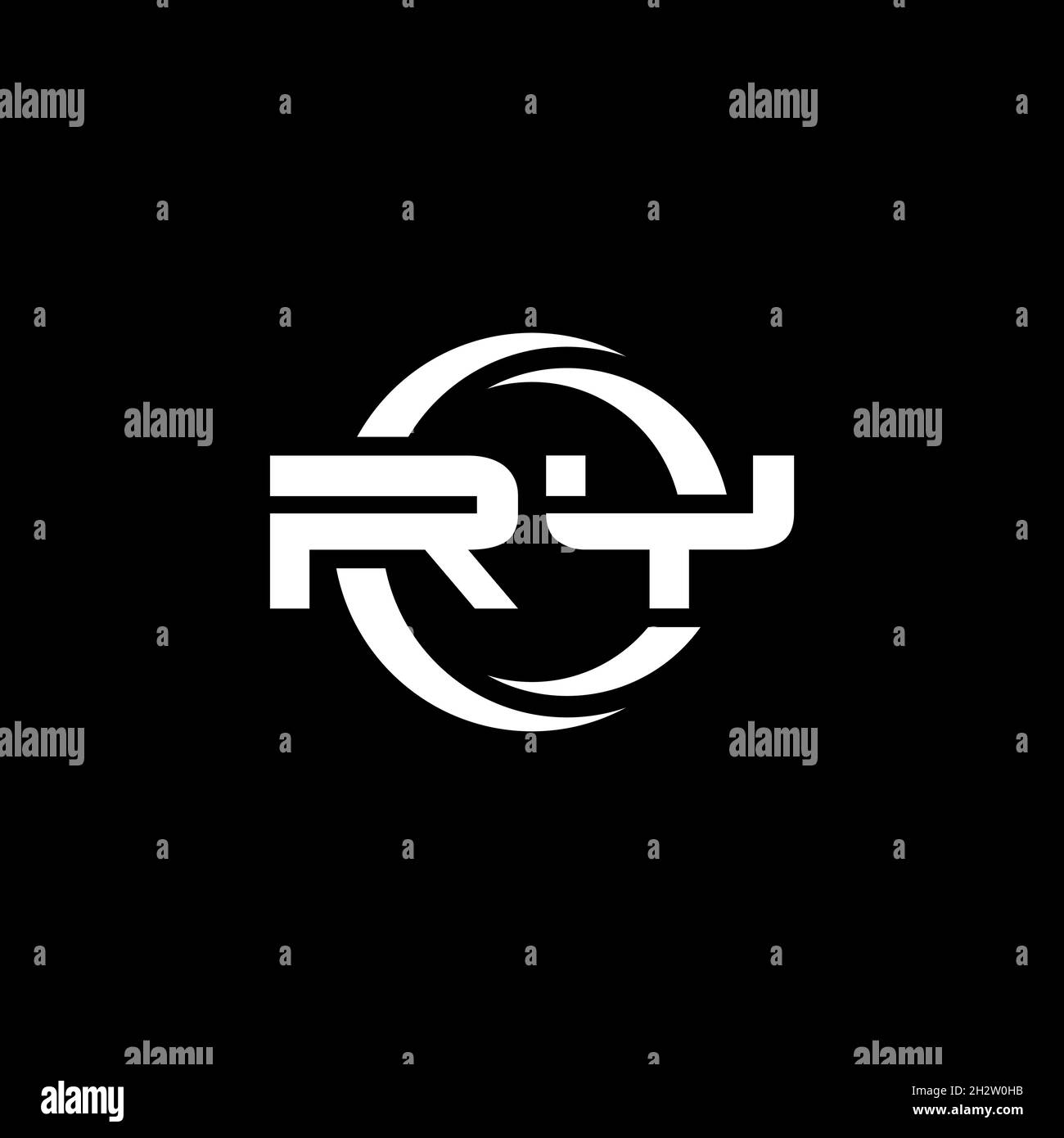 RY Monogram logo letter with simple shape and circle rounded design ...