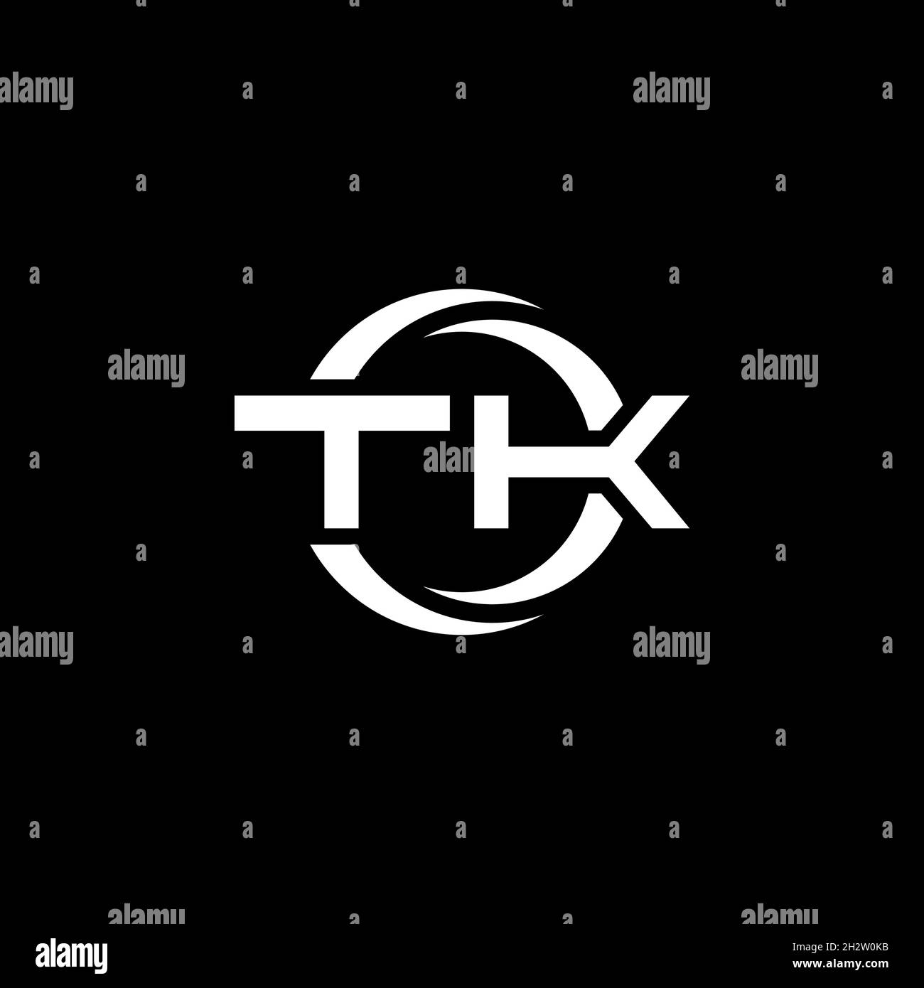 TK Monogram logo letter with simple shape and circle rounded design ...