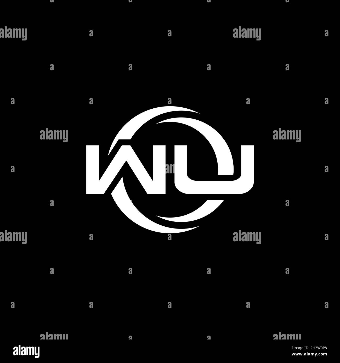 WU Monogram logo letter with simple shape and circle rounded design ...