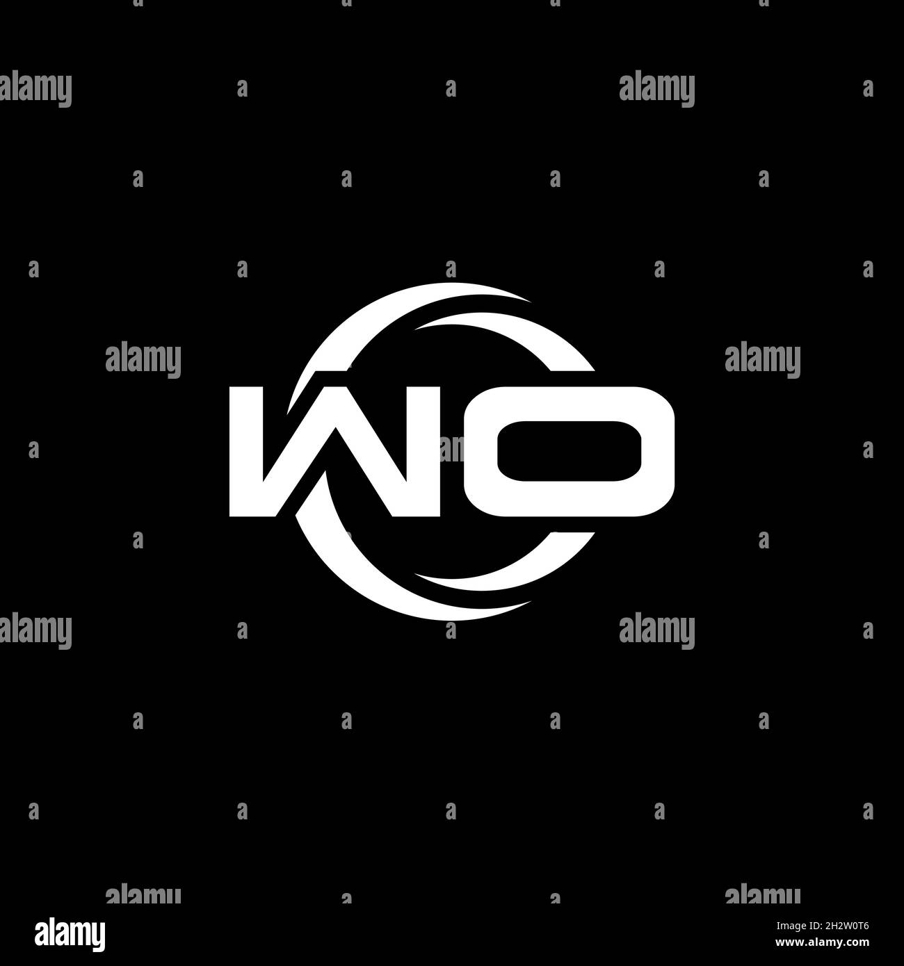 WO Monogram logo letter with simple shape and circle rounded design ...
