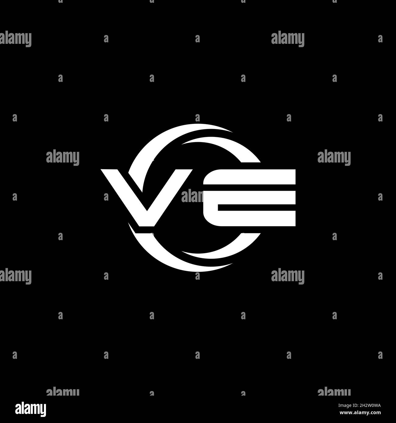 VE Monogram logo letter with simple shape and circle rounded design ...