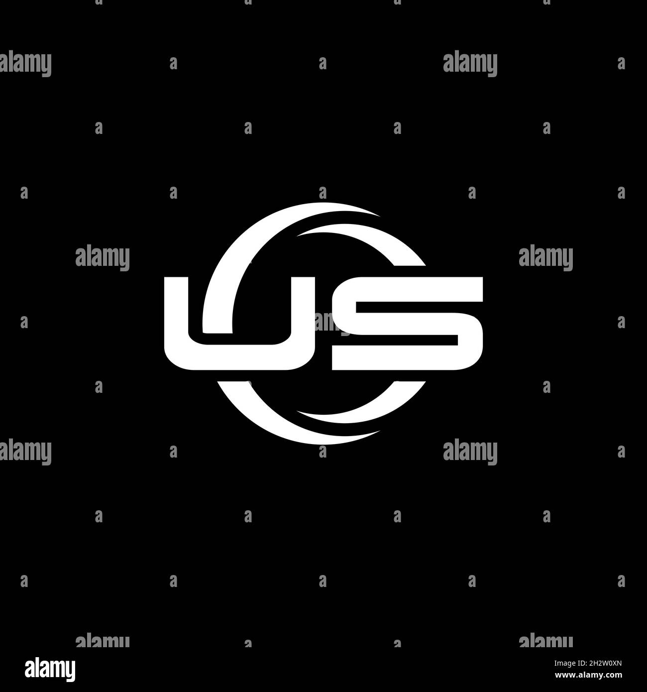 US Monogram logo letter with simple shape and circle rounded design ...