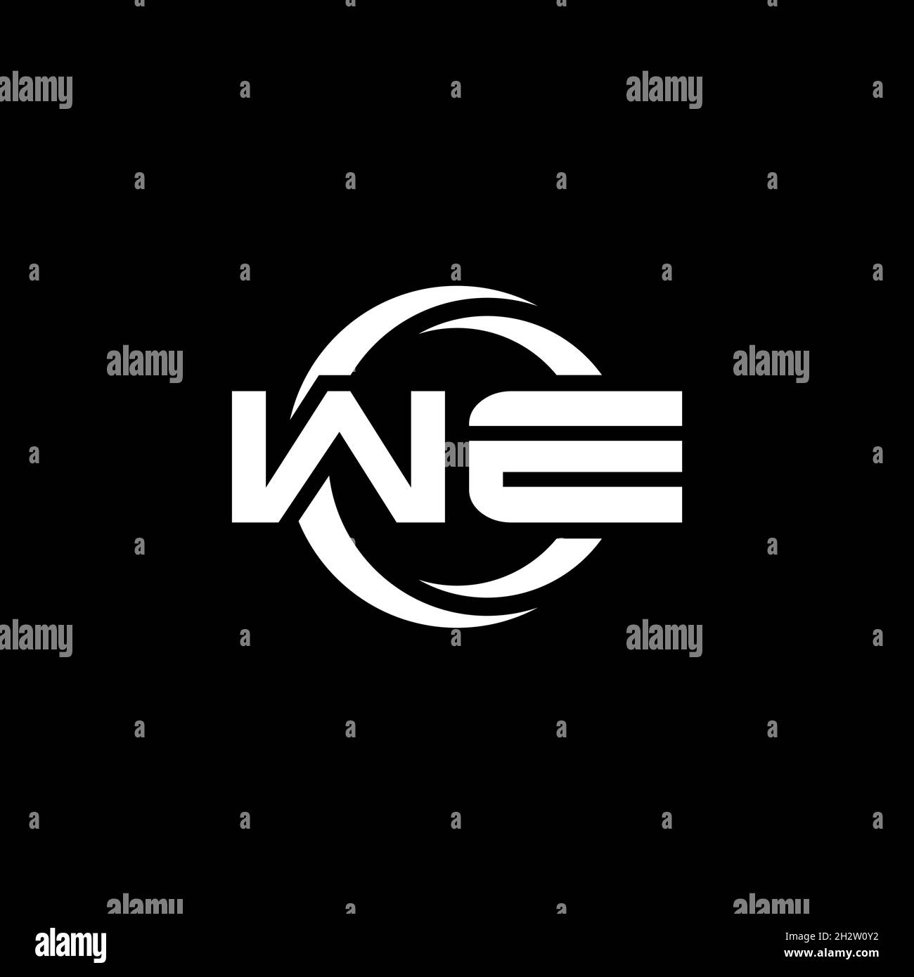 WE Monogram logo letter with simple shape and circle rounded design ...