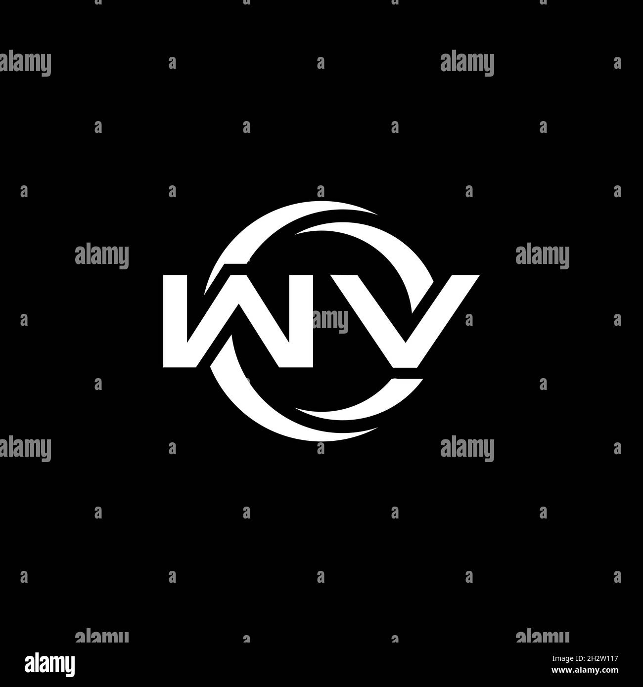 WV Monogram logo letter with simple shape and circle rounded design ...