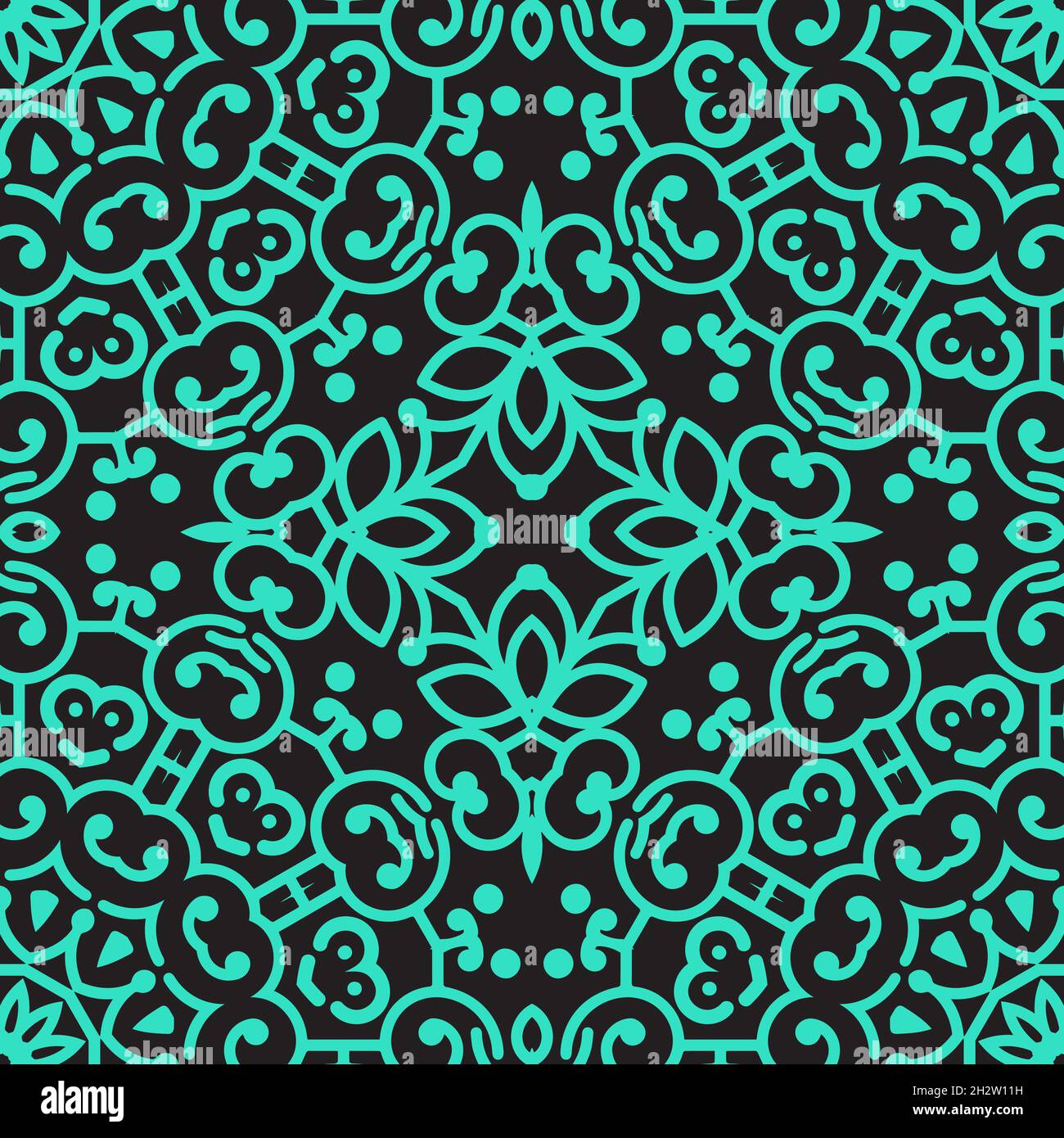 Seamless floral mandala block pattern.Colorful ornamental design ...
