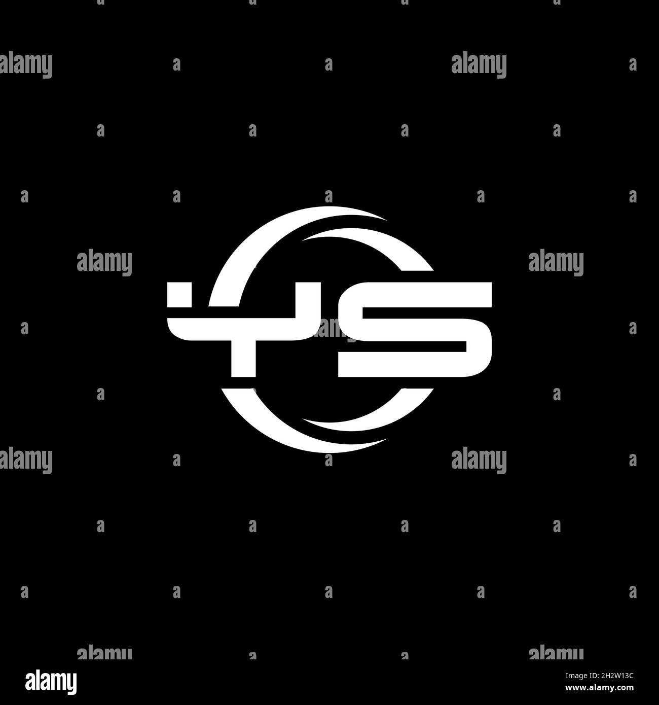 YS Monogram logo letter with simple shape and circle rounded design template isolated on black ...