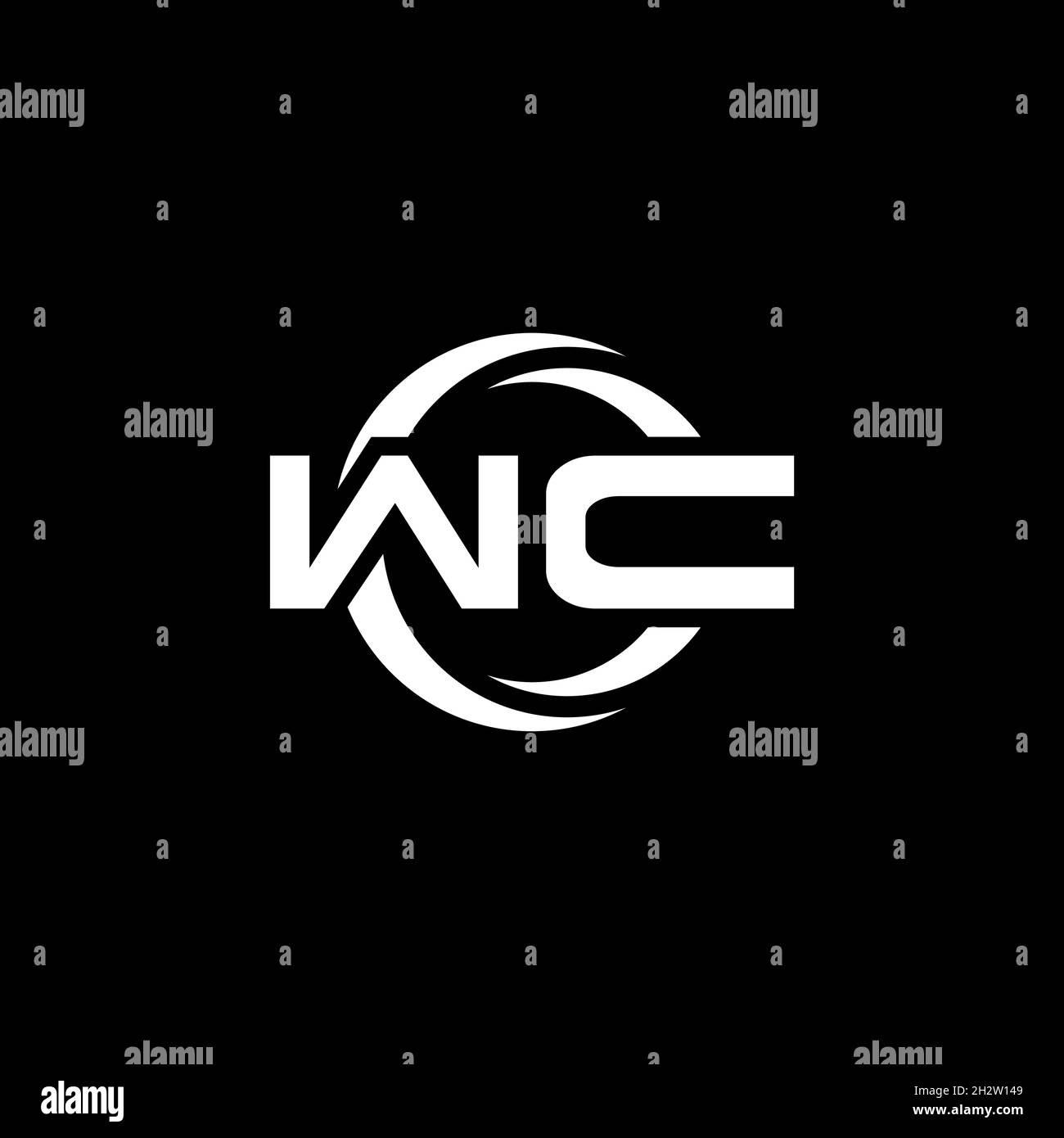 WC Monogram logo letter with simple shape and circle rounded design ...
