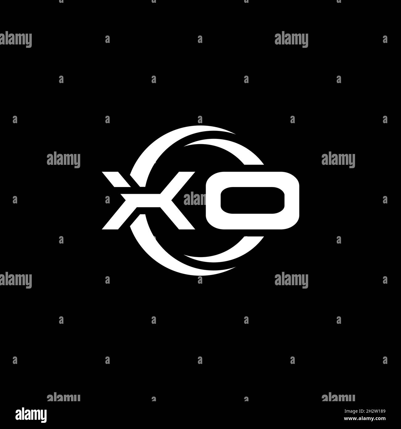 XO Monogram logo letter with simple shape and circle rounded design ...