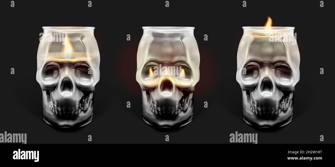 Glass transparent skull with a candle inside Stock Vector Image & Art ...