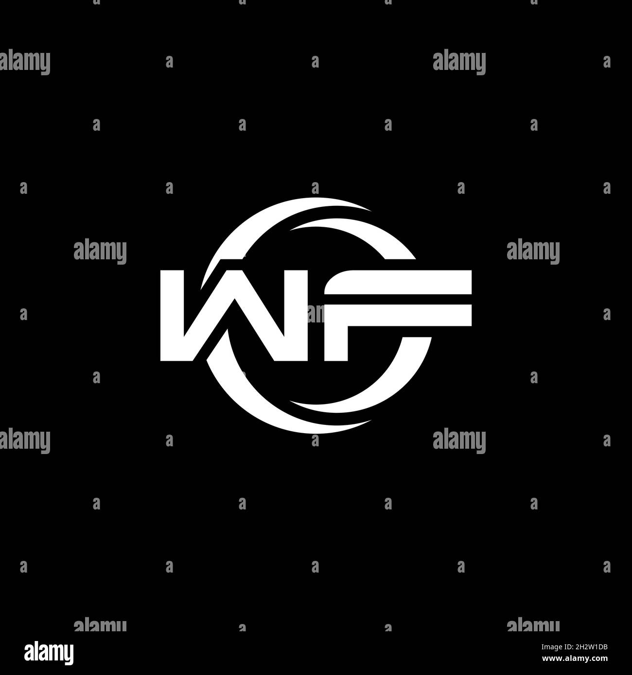 WF Monogram logo letter with simple shape and circle rounded design ...
