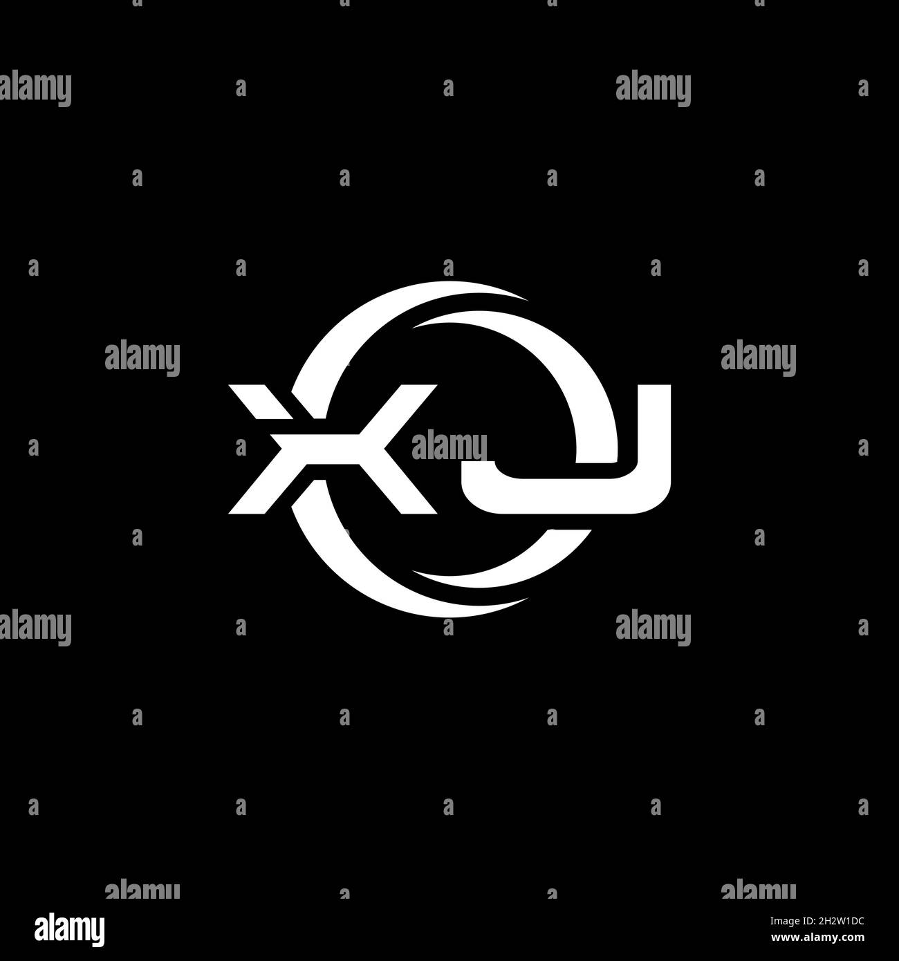 XJ Monogram logo letter with simple shape and circle rounded design ...
