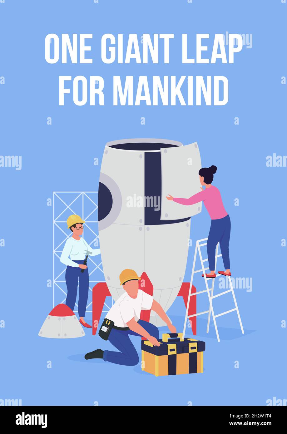 Launching space rocket poster flat vector template Stock Vector Image ...