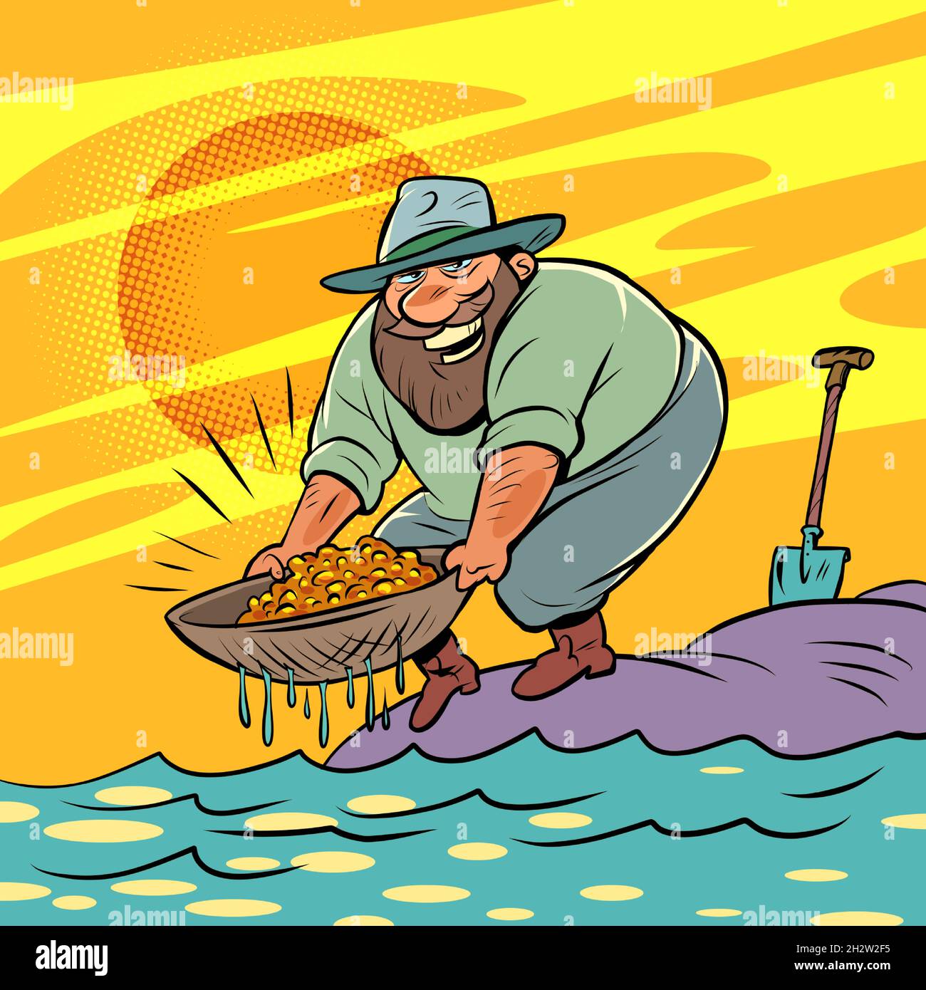Gold panning prospecting Stock Vector Images - Alamy