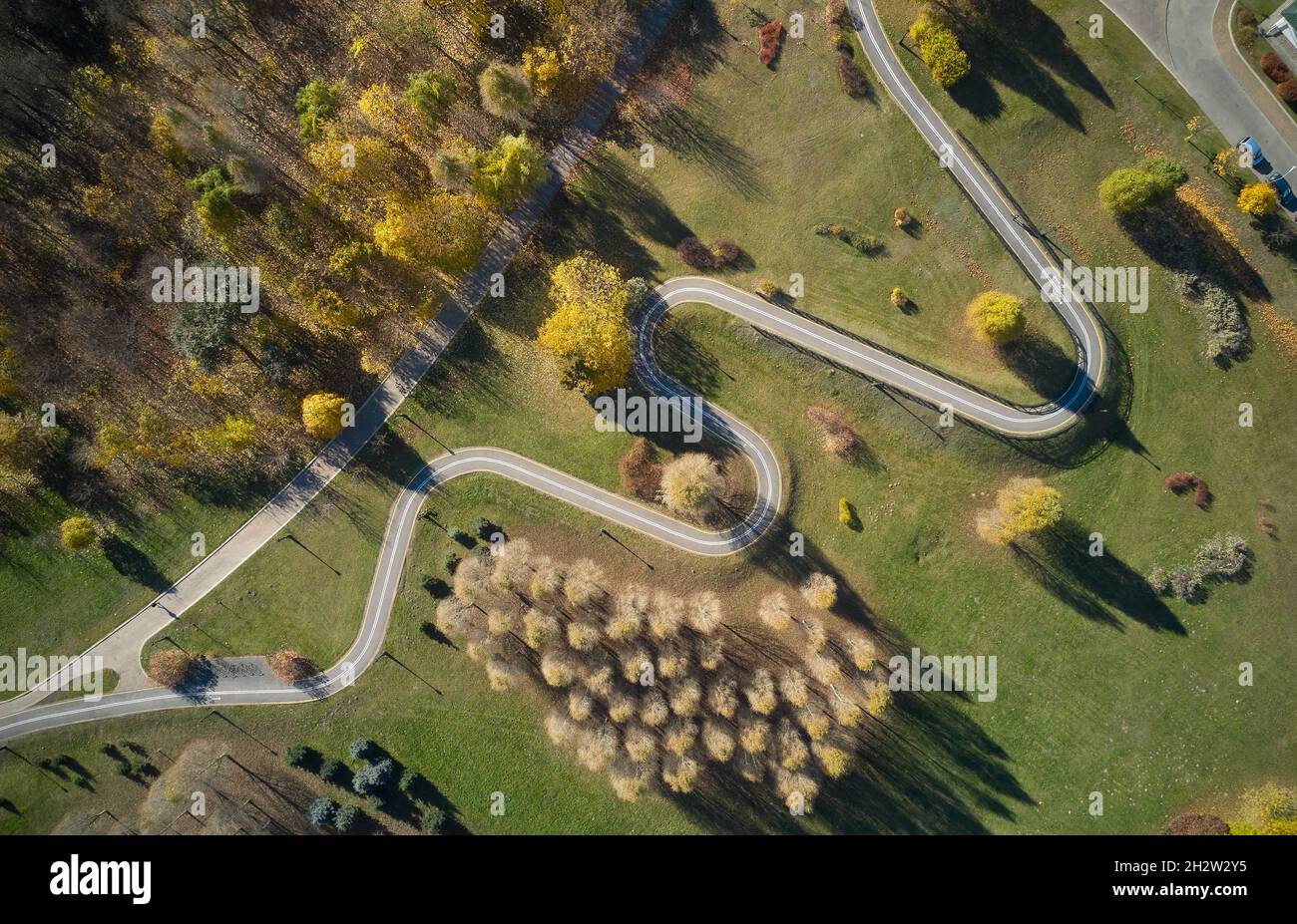 Cyclist road aerial view hi-res stock photography and images - Alamy