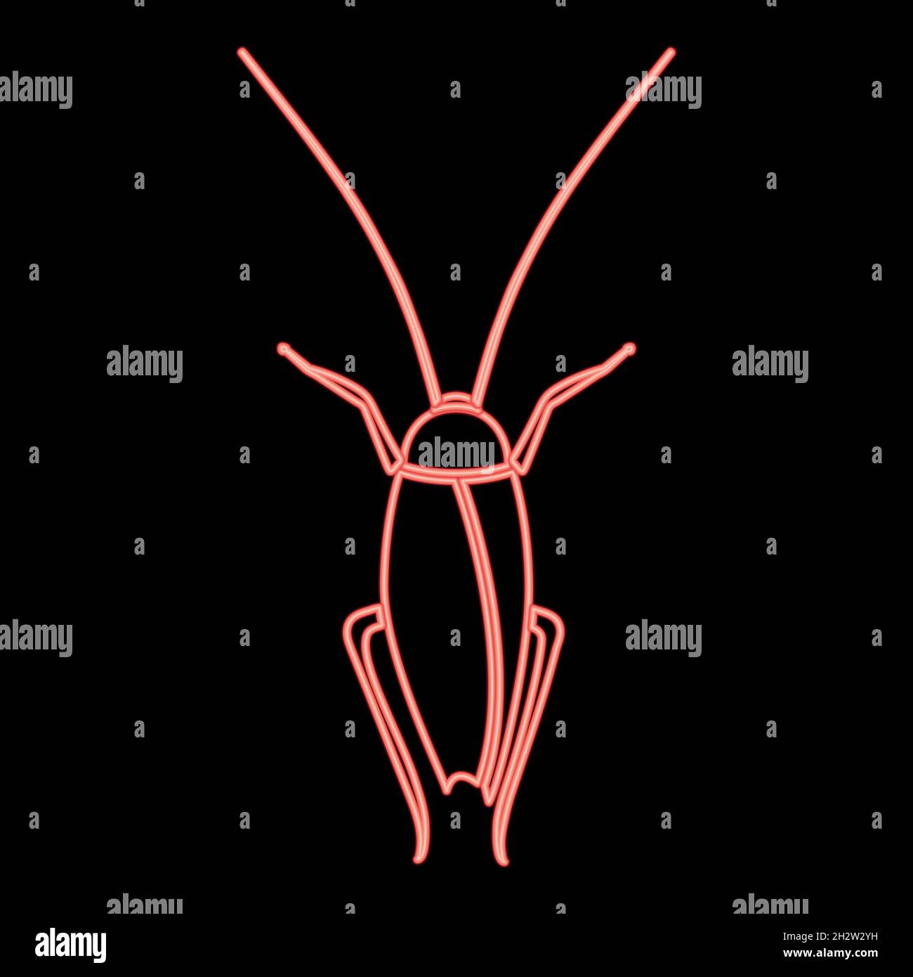 Neon cockroach red color vector illustration flat style light image ...